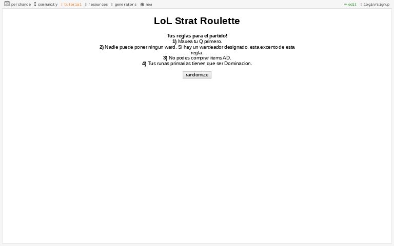 LoL Strat Roulette ― Perchance Generator