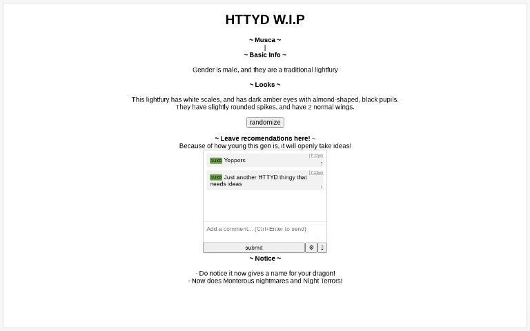 HTTYD - Dragon Maker! ― Perchance Generator