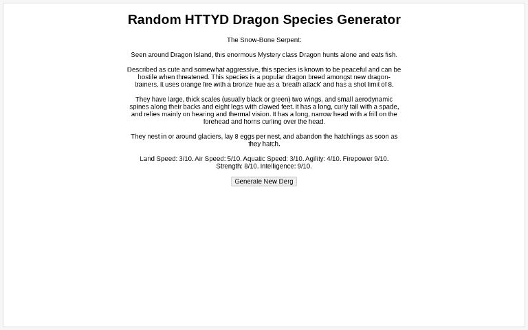Random HTTYD Dragon Species Generator