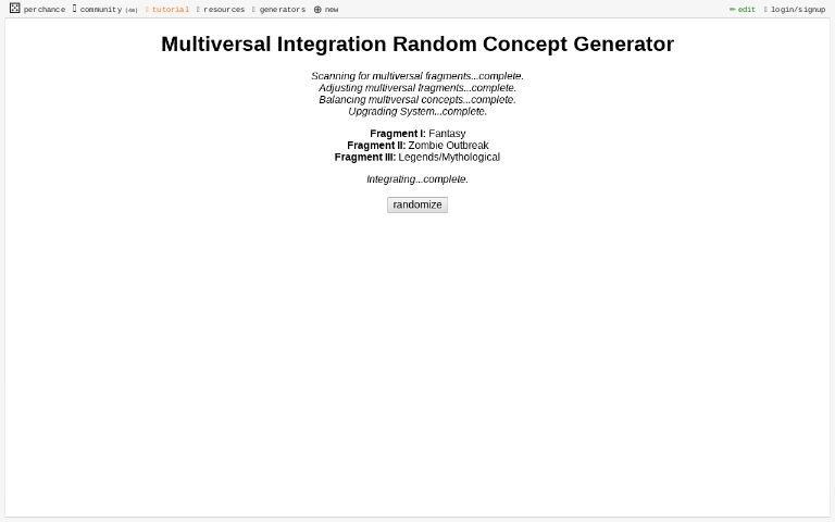 Multiversal Integration Random Concept Generator