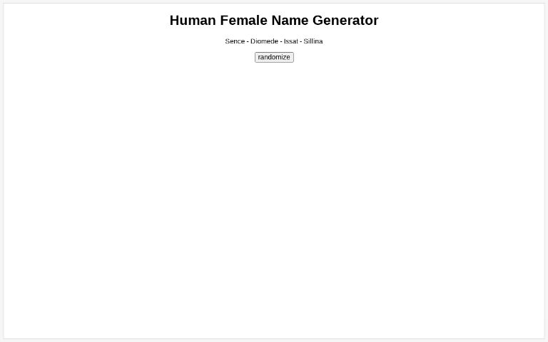 Human Female Name Generator