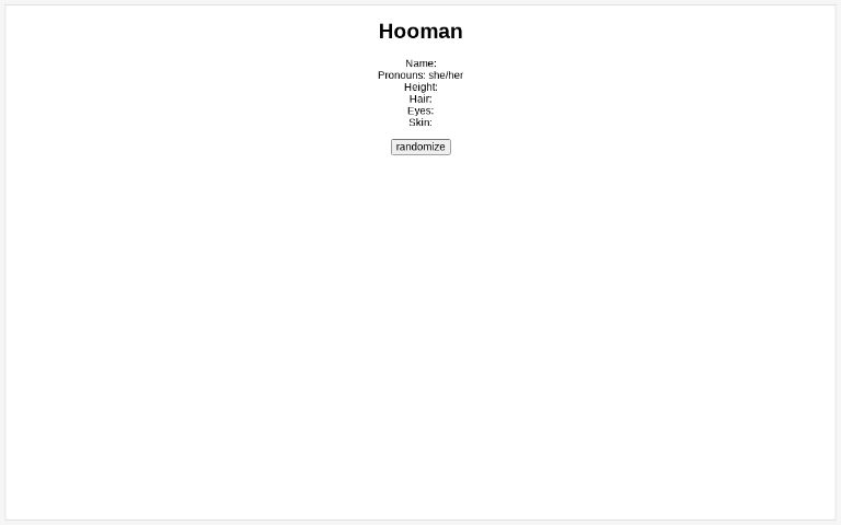 Hooman ― Perchance Generator