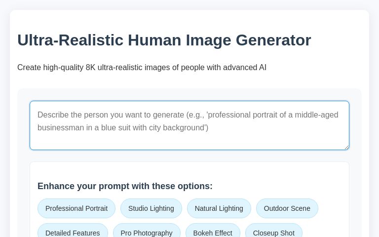Ultra-Realistic Human Image Generator
