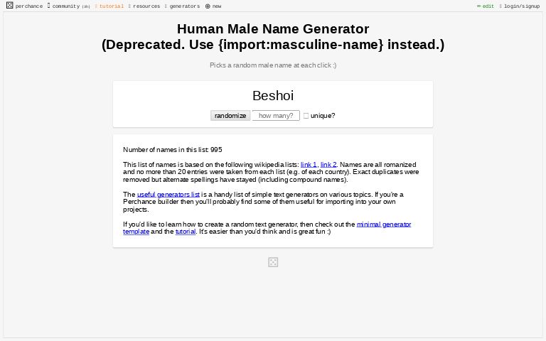Human Male Name Generator (Deprecated. Use {import:masculine-name ...
