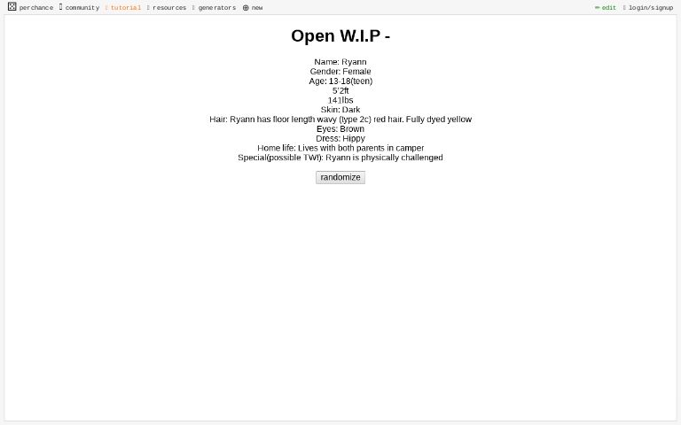 Open W.I.P - ― Perchance Generator