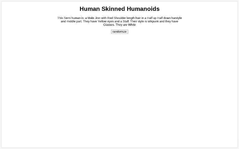 Human Skinned Humanoids ― Perchance Generator