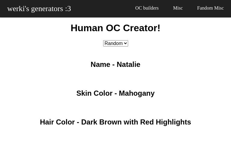 Human OC Creator! ― Perchance Generator