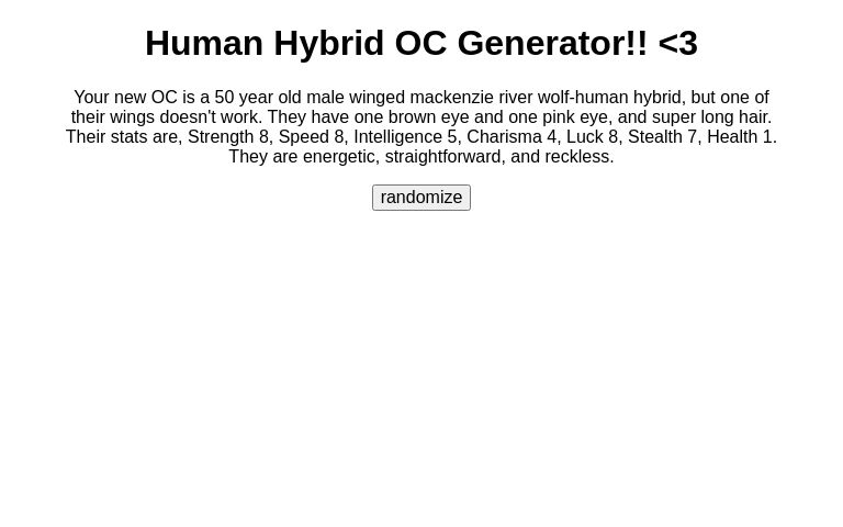 Human Hybrid OC Generator!!