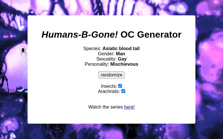 Humans-B-Gone! OC Generator