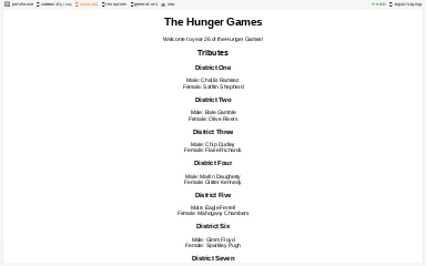 The Hunger Games ― Perchance Generator