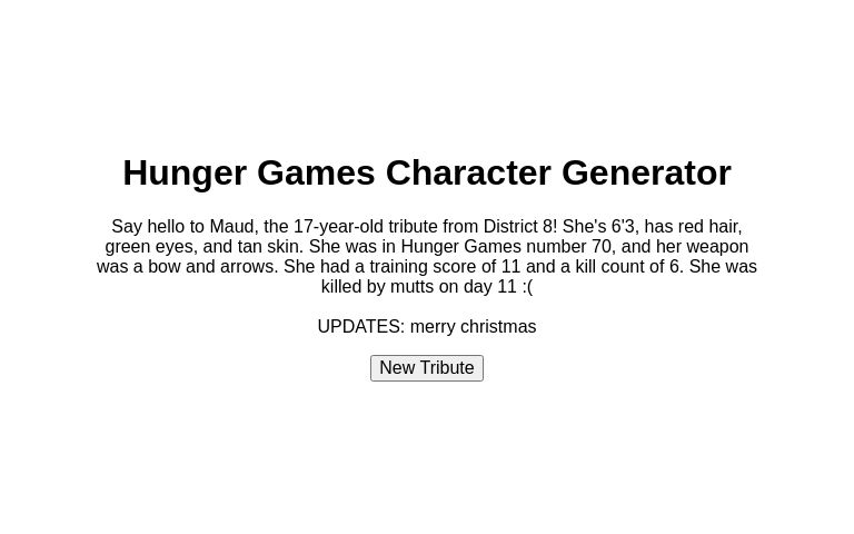 Hunger Games Character Generator
