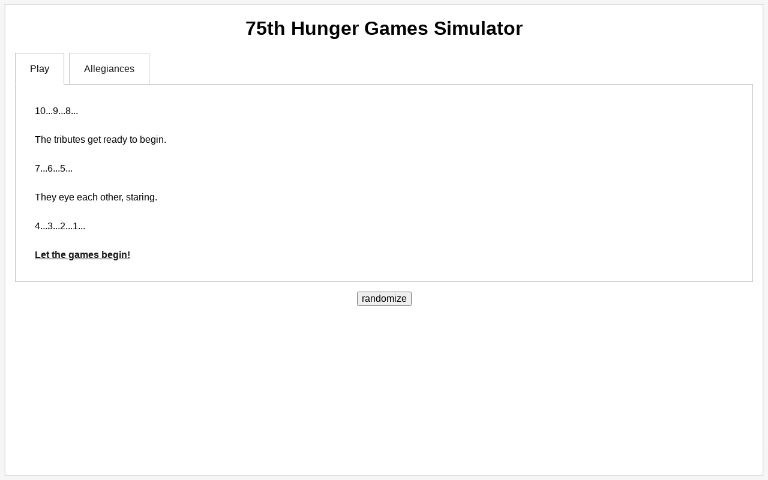 75th Hunger Games Simulator ― Perchance Generator