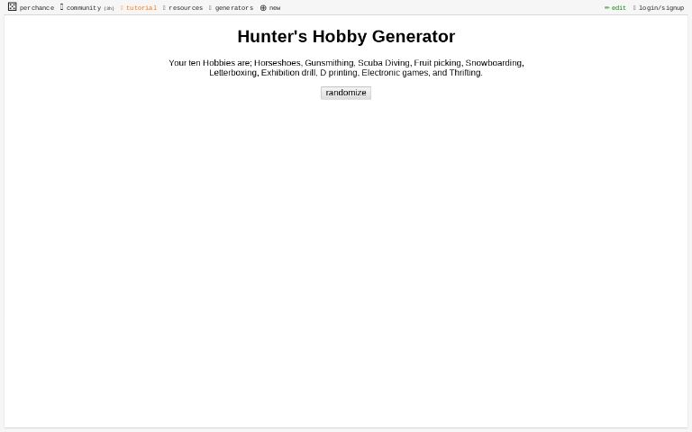 Hunter's Hobby Generator