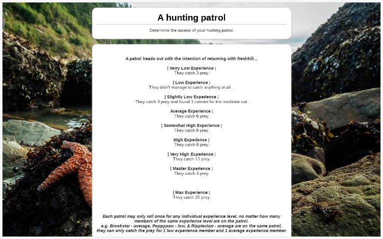 A hunting patrol ― Perchance Generator