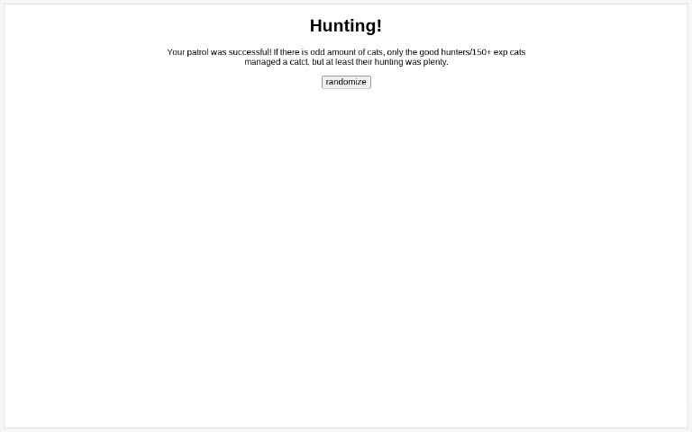 Hunting! ― Perchance Generator