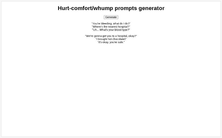Hurt-comfort/whump prompts generator