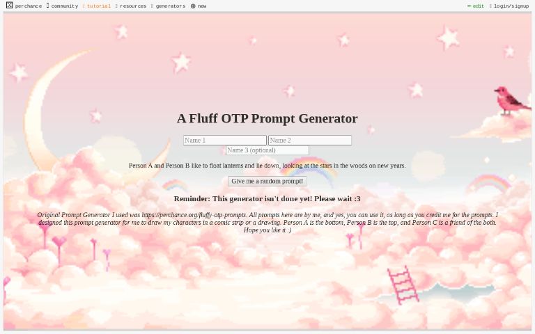 A Fluff OTP Prompt Generator