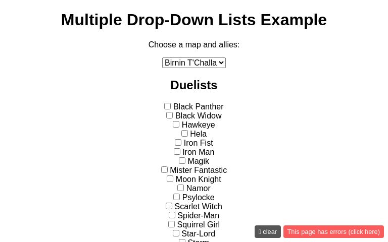 Multiple Drop-Down Lists Example ― Perchance Generator
