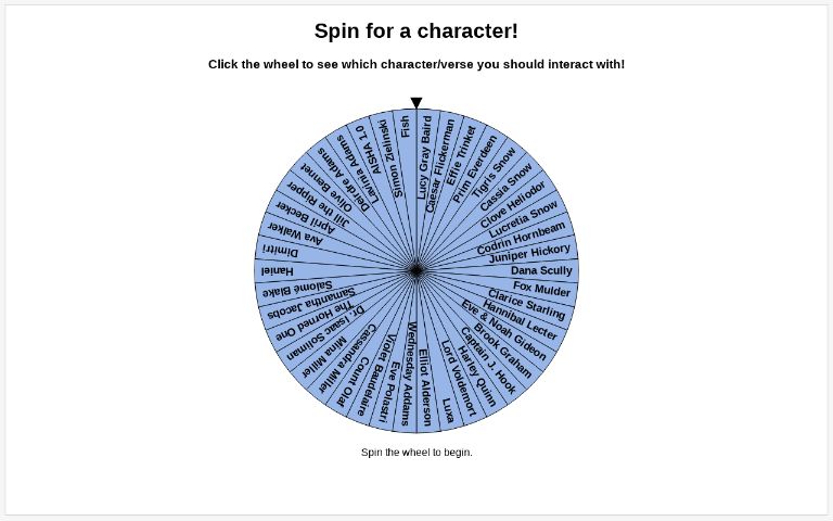 Spin for a character! ― Perchance Generator