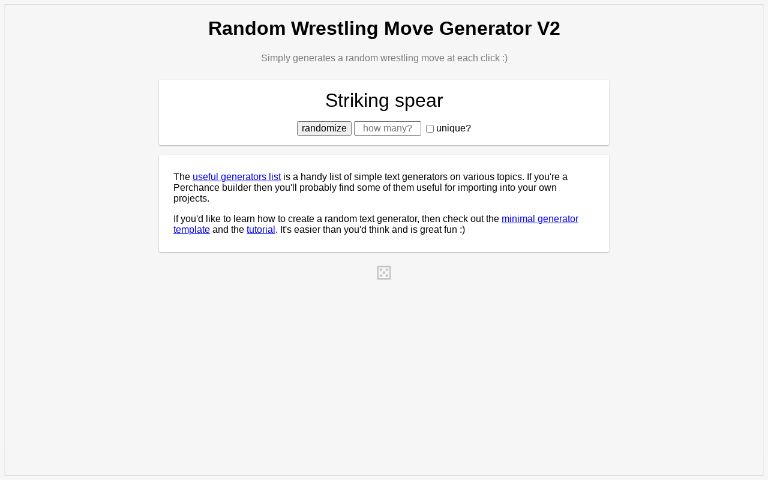 Random Wrestling Move Generator V2