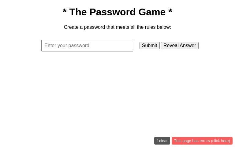 * The Password Game * ― Perchance Generator