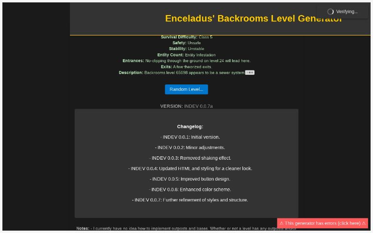 Enceladus' Backrooms Level Generator