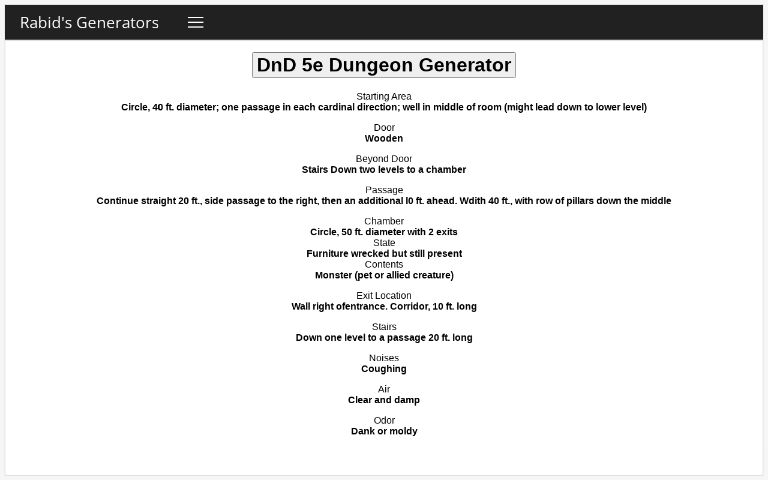 DnD 5e Dungeon Generator
