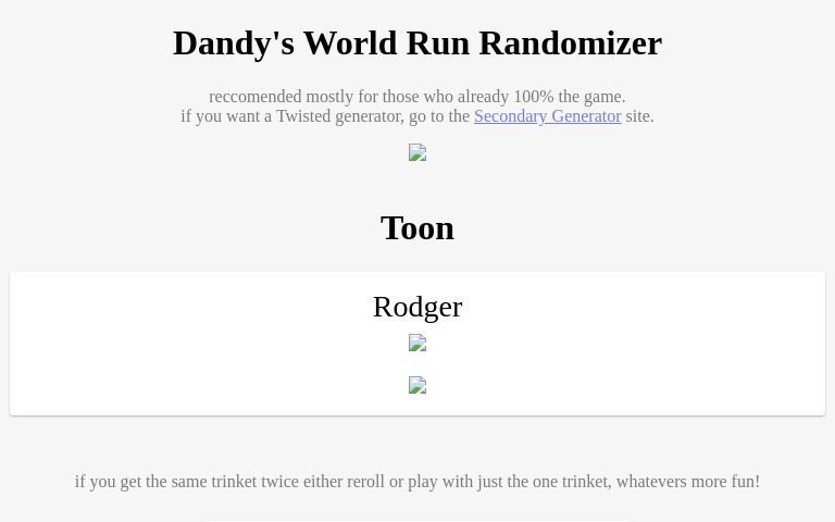 Dandy's World Run Randomizer ― Perchance Generator