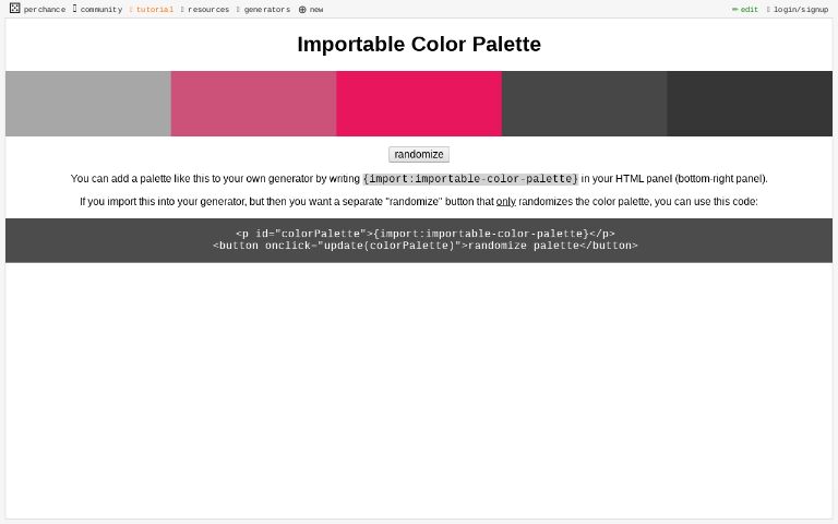 Importable Color Palette ― Perchance Generator