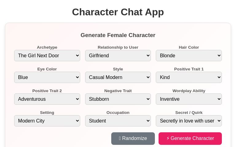 Character Chat App