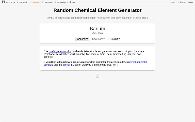 Random Chemical Element Generator