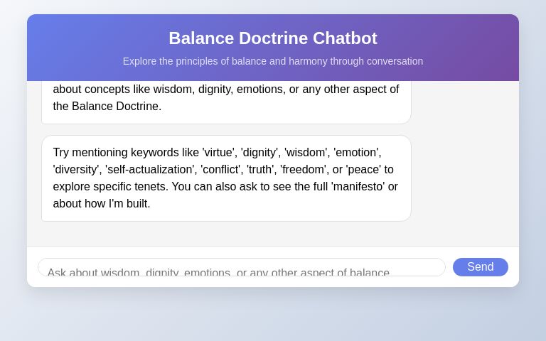 Balance Doctrine Chatbot ― Perchance Generator