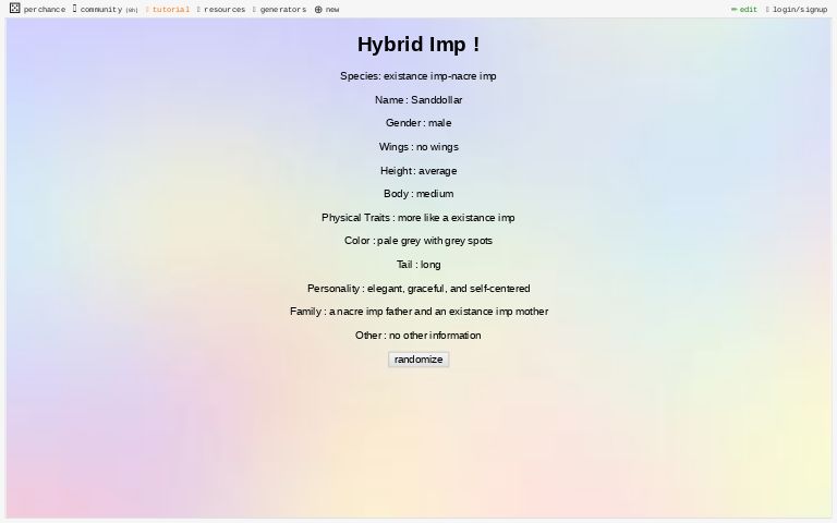 Hybrid Imp ! ― Perchance Generator