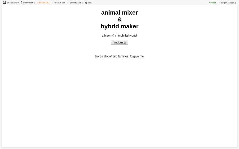 animal mixer & hybrid maker ― Perchance Generator