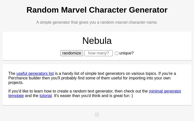 Random Marvel Character Generator