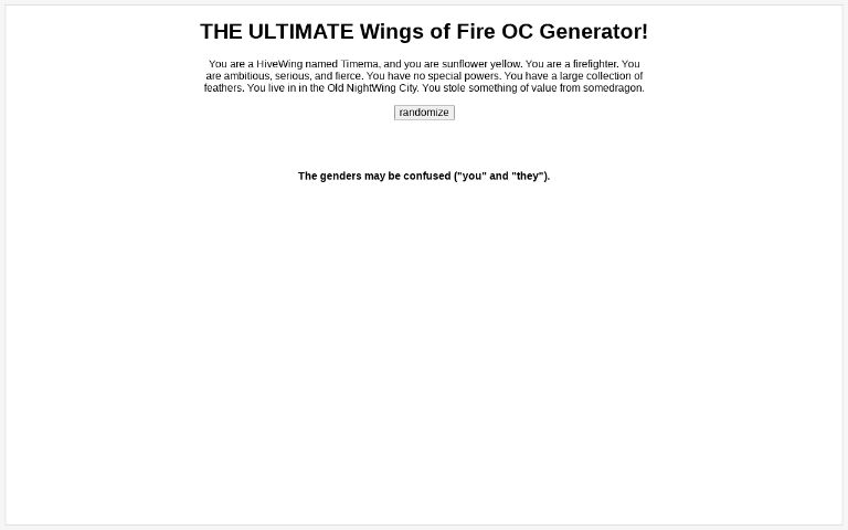 THE ULTIMATE Wings of Fire OC Generator!