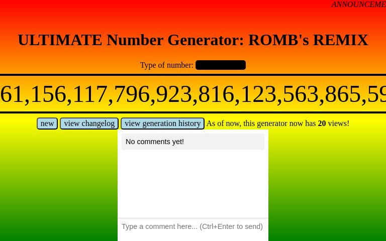 ULTIMATE Number Generator: ROMB's REMIX