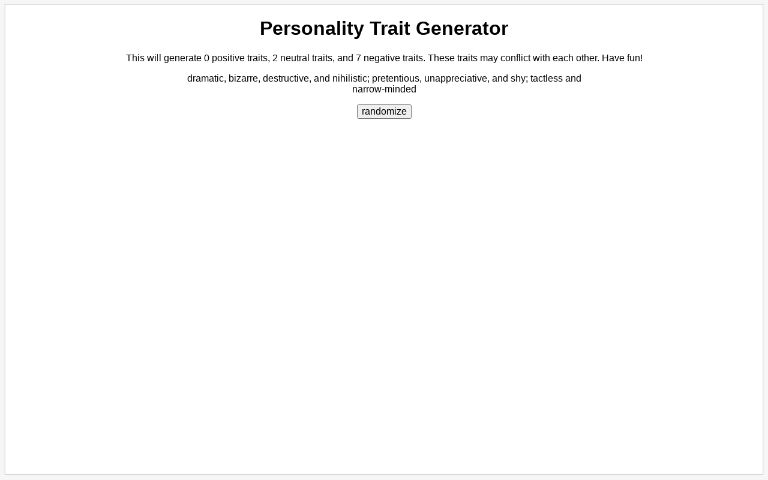 Personality Trait Generator