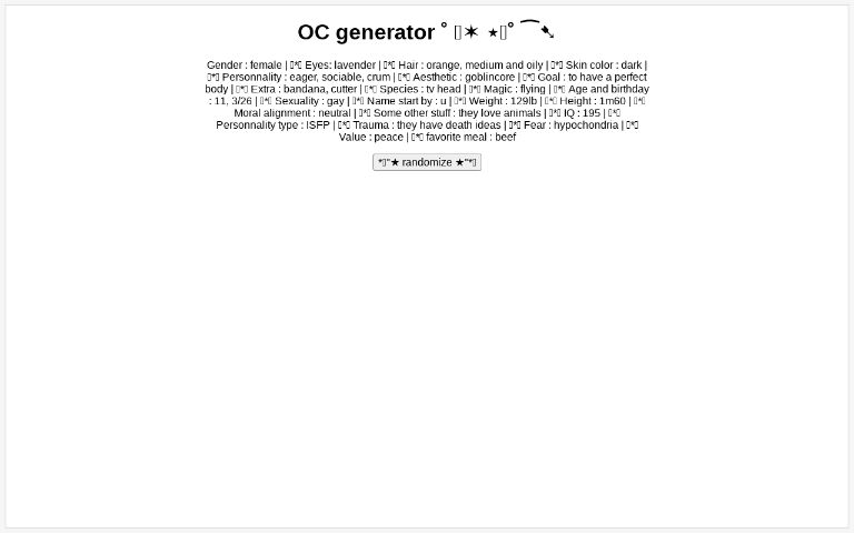 OC generator ˚ ༘ ⋆｡˚