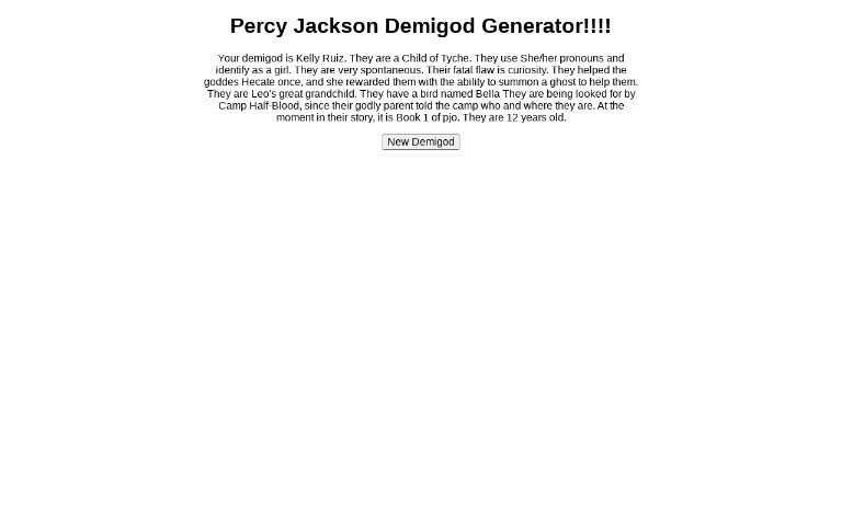 Percy Jackson Demigod Generator!!!!