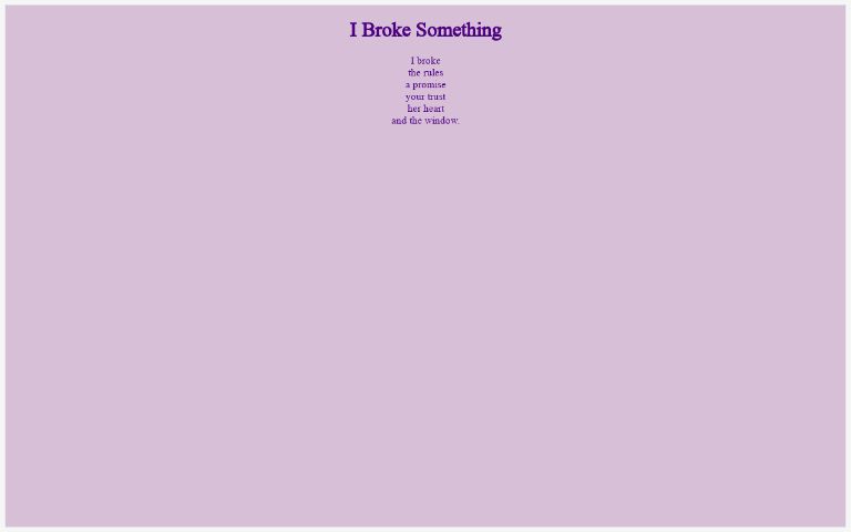 I Broke Something ― Perchance Generator