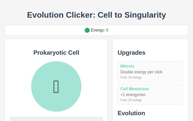 Evolution Clicker: Cell to Singularity ― Perchance Generator