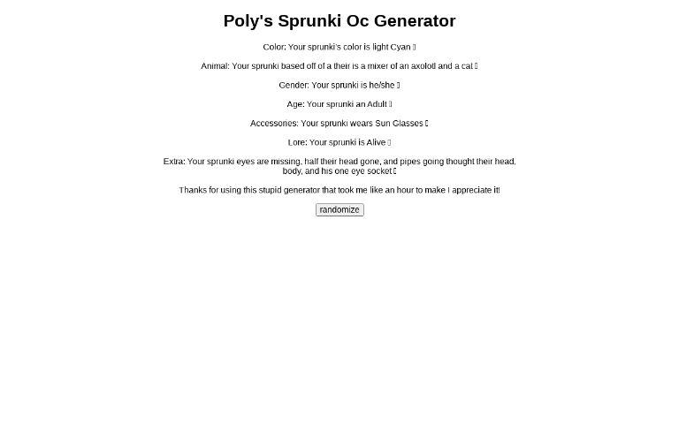 Poly's Sprunki Oc Generator