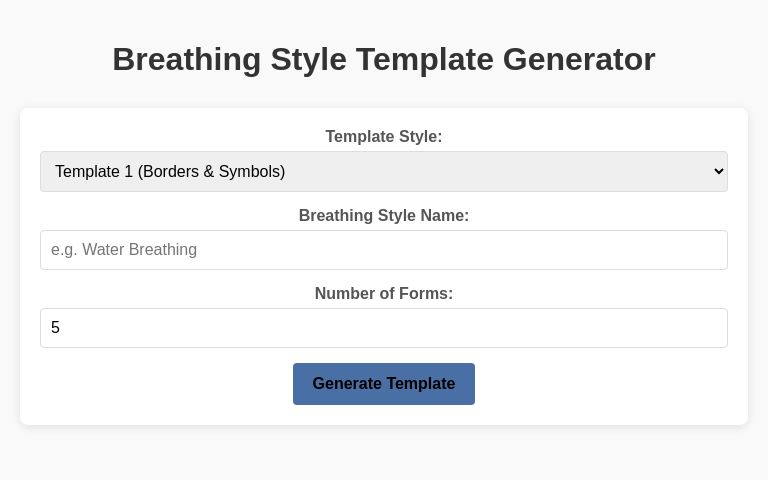 Breathing Style Template Generator