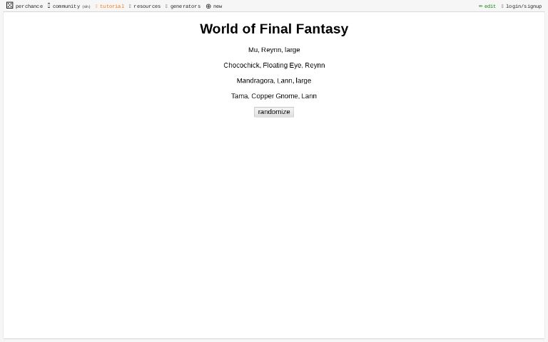 World of Final Fantasy ― Perchance Generator