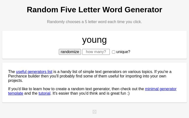 Random Five Letter Word Generator