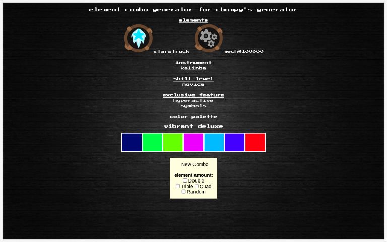 Element Combo Generator For Chompys Generator