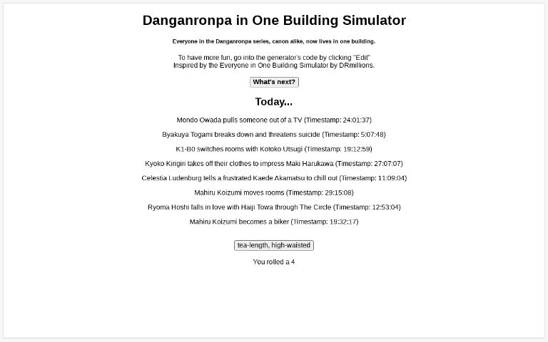 Danganronpa in One Building Simulator ― Perchance Generator