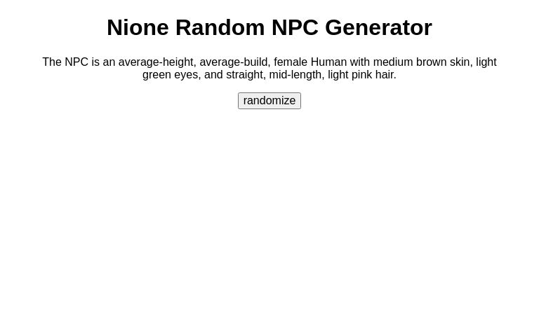 Nione Random NPC Generator