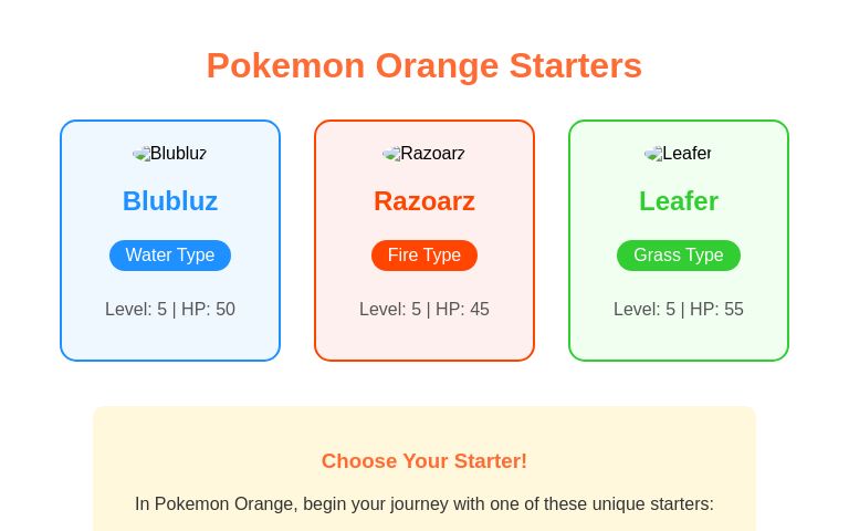 Pokemon Orange Starters ― Perchance Generator